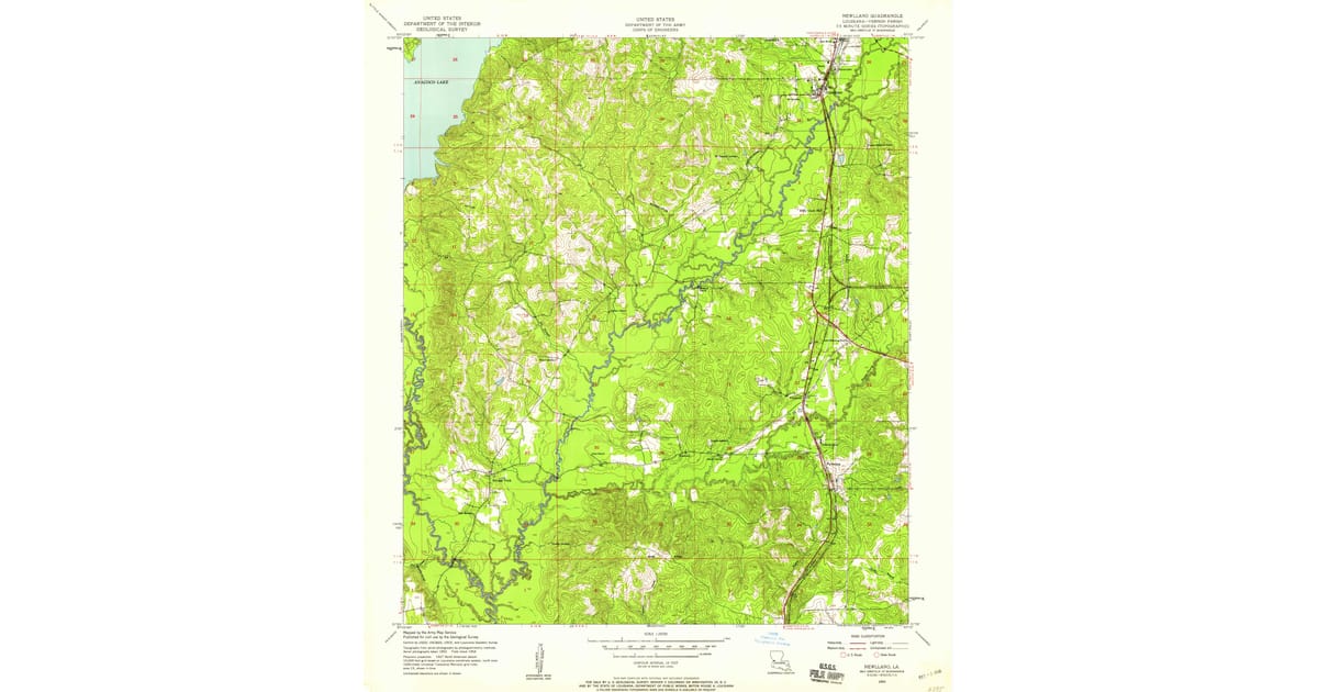 1954 Map of Newllano, Vernon Parish, LA — High-Res | Pastmaps