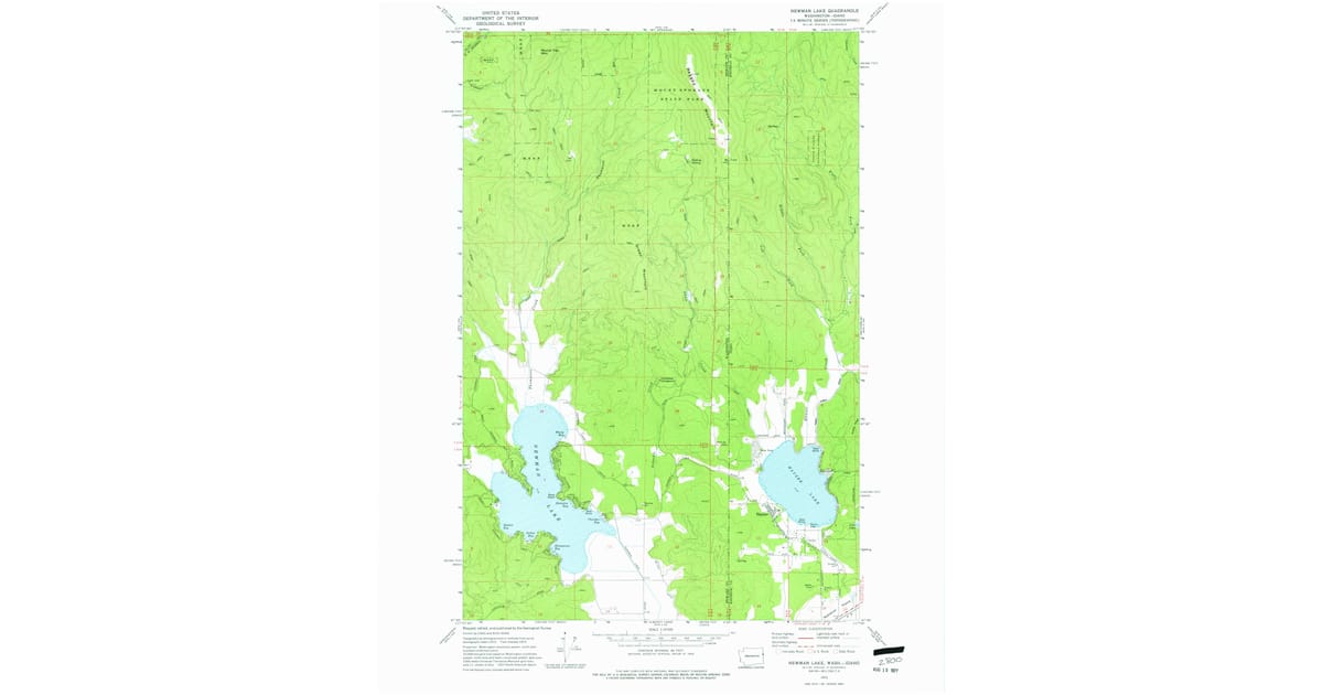 1973 Map of Newman Lake, Spokane County, WA — High-Res | Pastmaps