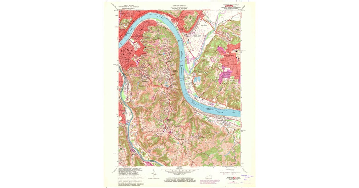 1961 Map of Newport, KY — High-Res, 1971 Print | Pastmaps