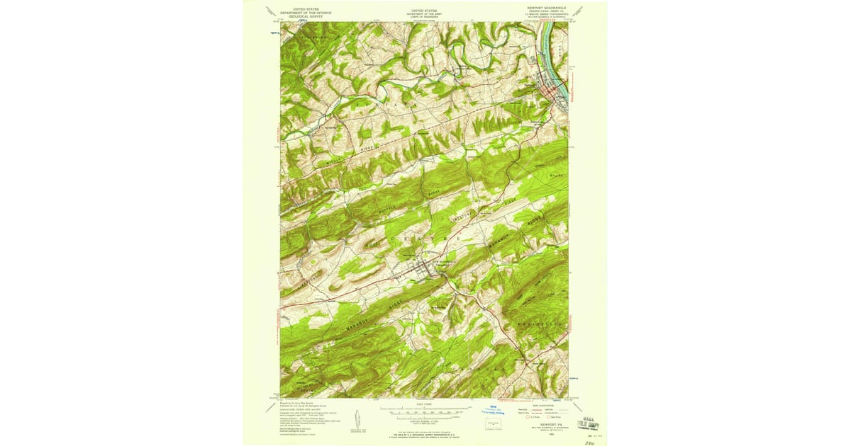 1952 Map of Newport, Perry County, PA — High-Res | Pastmaps