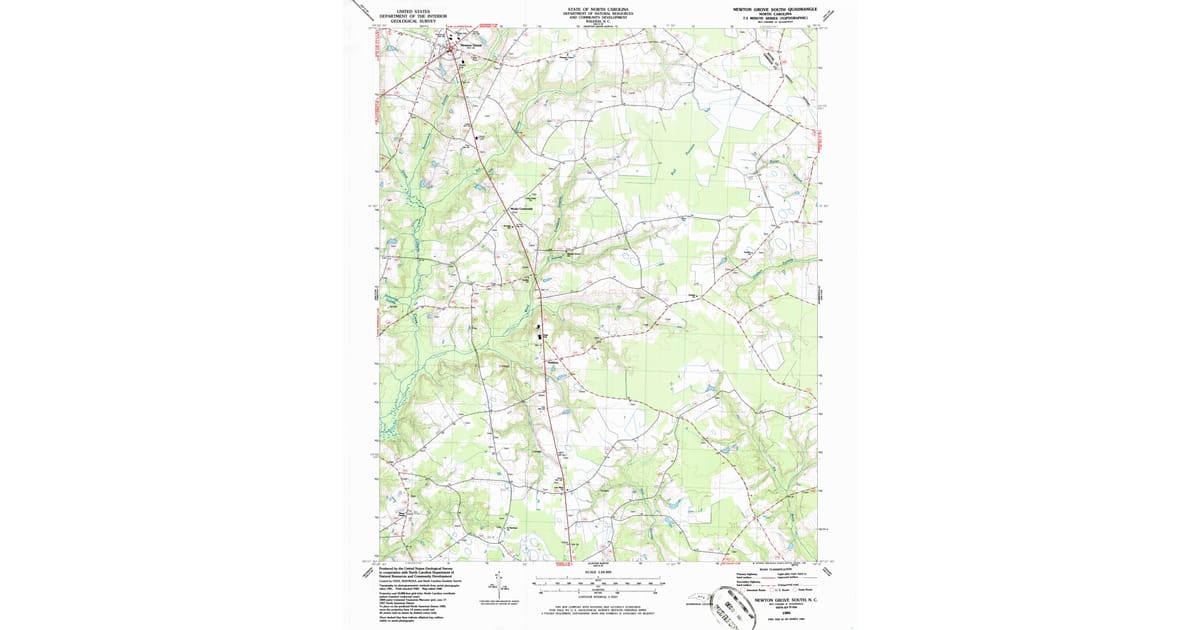 1986 Map of Newton Grove South, Sampson County, NC — High-Res | Pastmaps