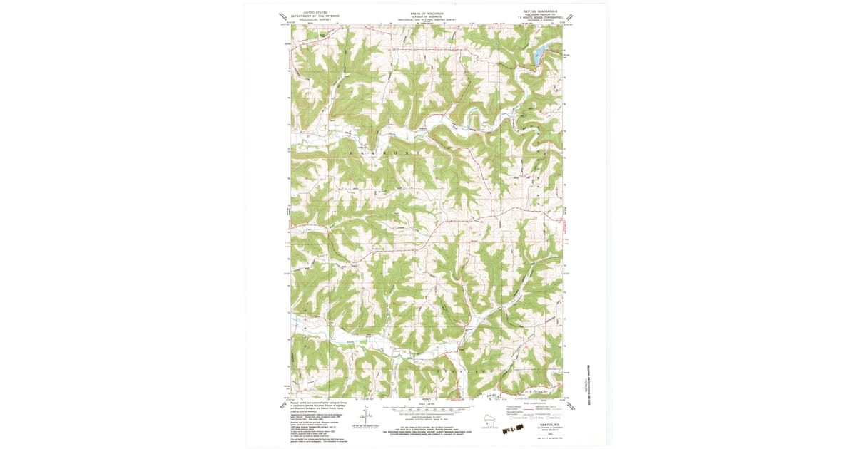 1983 Map of Newton, Vernon County, WI — High-Res | Pastmaps