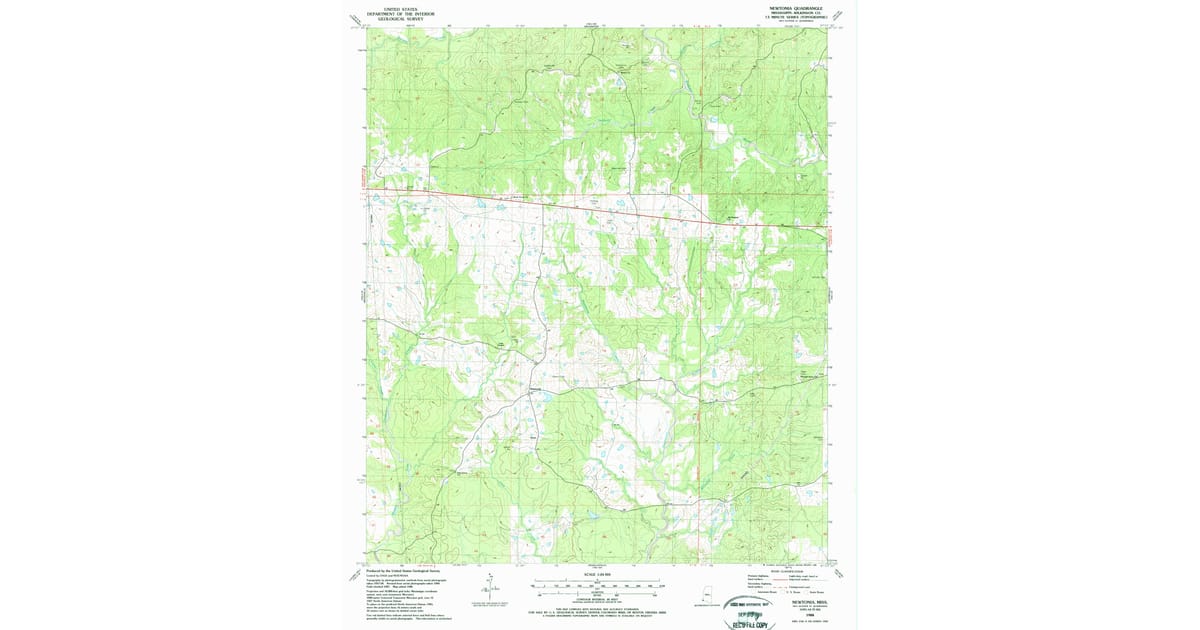 1988 Map of Newtonia, Wilkinson County, MS — High-Res | Pastmaps