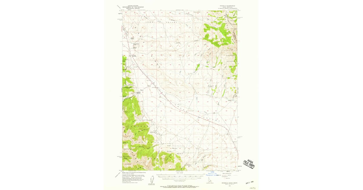 1956 Map of Nicholia, Lemhi County, ID — High-Res | Pastmaps