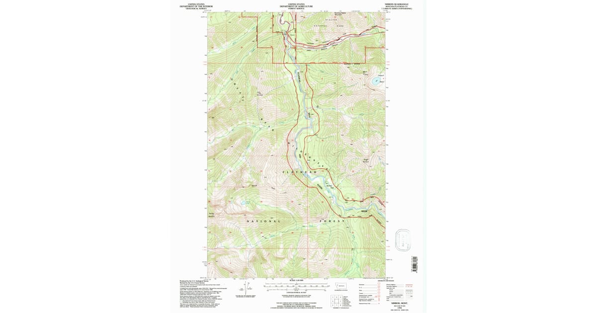 1994 Map of Nimrod, Flathead County, MT — High-Res | Pastmaps
