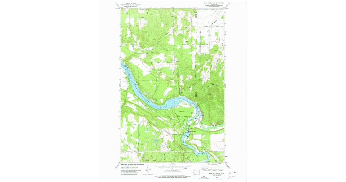1973 Map of Nine Mile Falls, Spokane County, WA — High-Res | Pastmaps