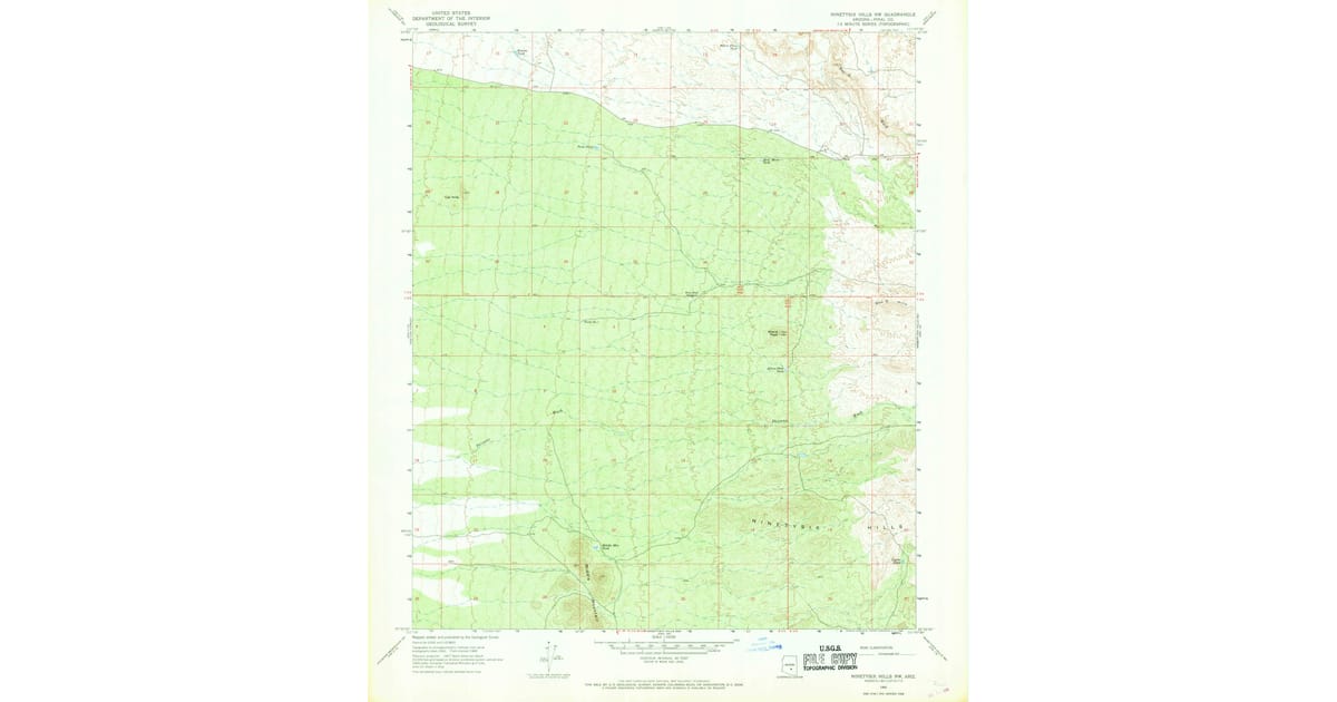 1966 Map of Ninetysix Hills NW, Pinal County, AZ — High-Res | Pastmaps