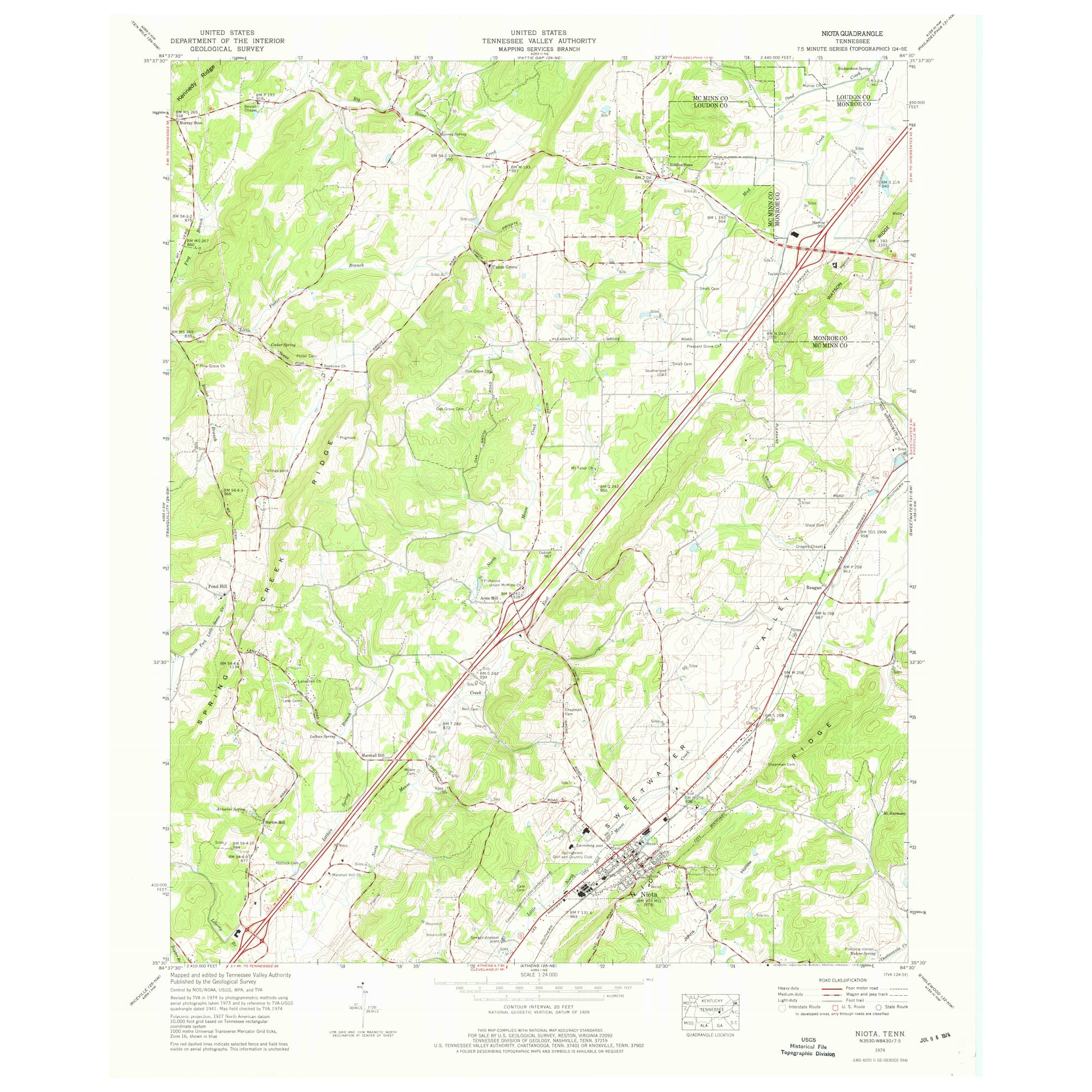 Large Map Of Niota Tennessee