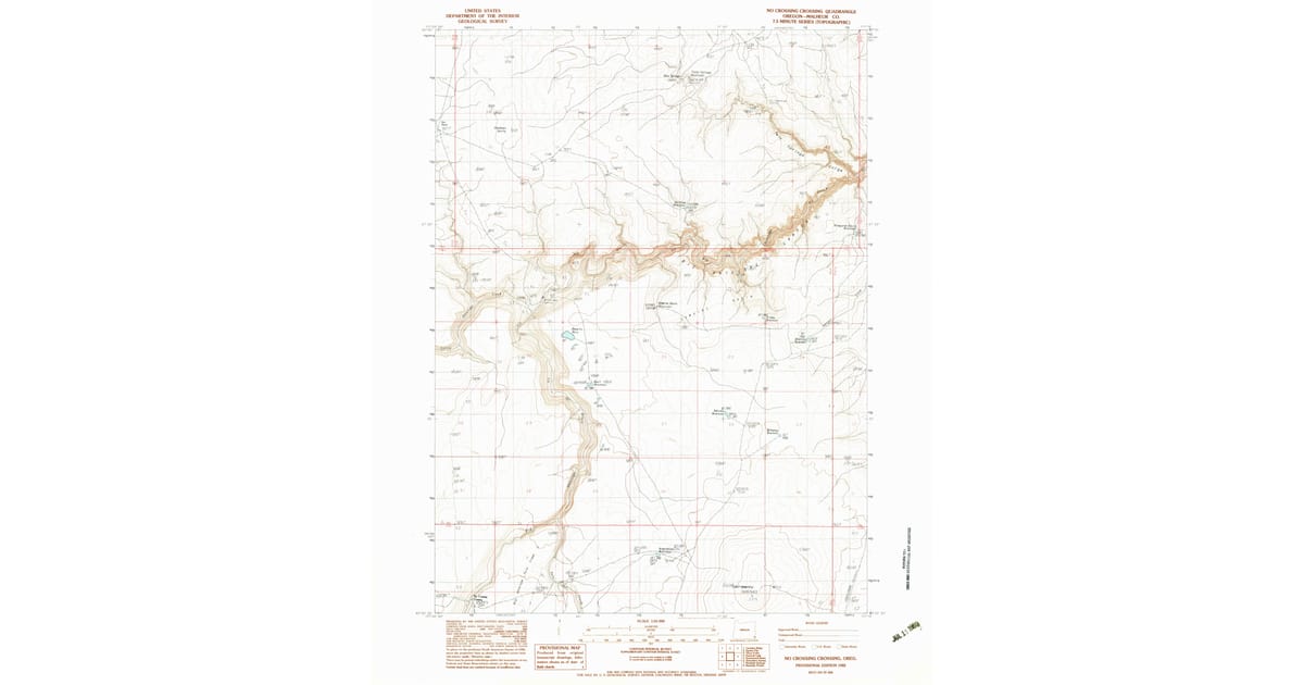 1982 Map of No Crossing Crossing, Malheur County, OR — High-Res | Pastmaps