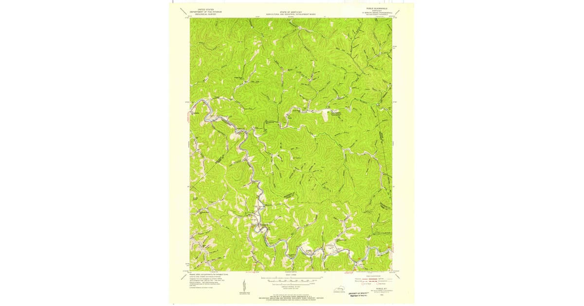1954 Map of Noble, Breathitt County, KY — High-Res | Pastmaps