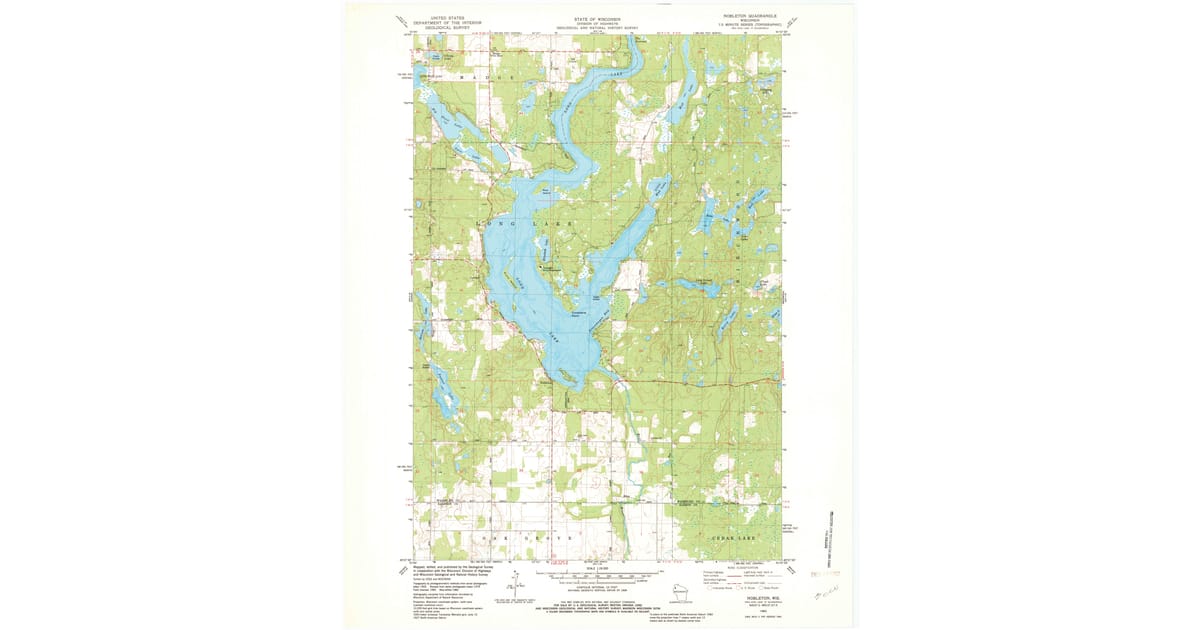 1982 Map of Nobleton, Washburn County, WI — High-Res | Pastmaps