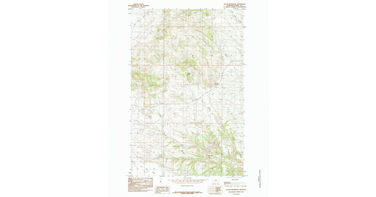 1985 Map of Nolan Reservoir, Blaine County, MT — High-Res | Pastmaps