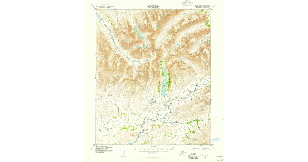 1950 Map of Nome D-2, Nome Borough, AK — High-Res | Pastmaps