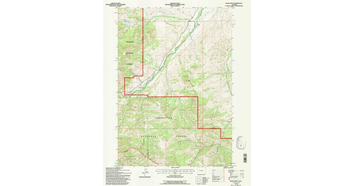 1991 Map of Noon Point, Park County, WY — High-Res | Pastmaps