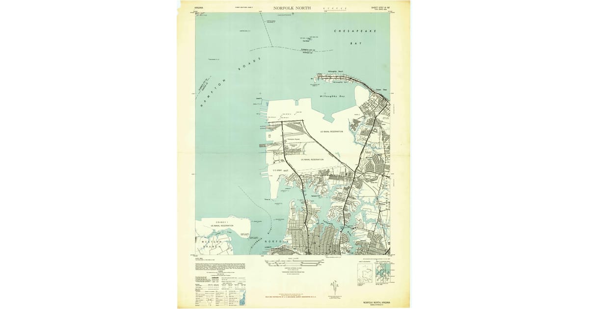 1948 Map of Norfolk North, Virginia — High-Res, 1948 Print #2 | Pastmaps