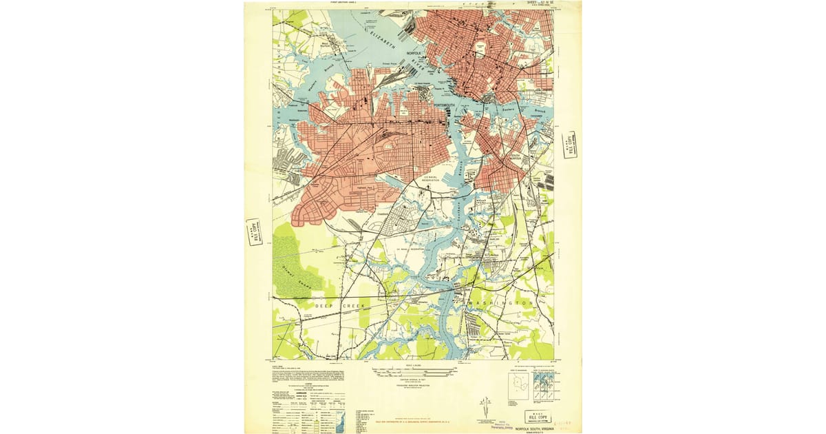 1948 Map of Norfolk South, Virginia — High-Res | Pastmaps