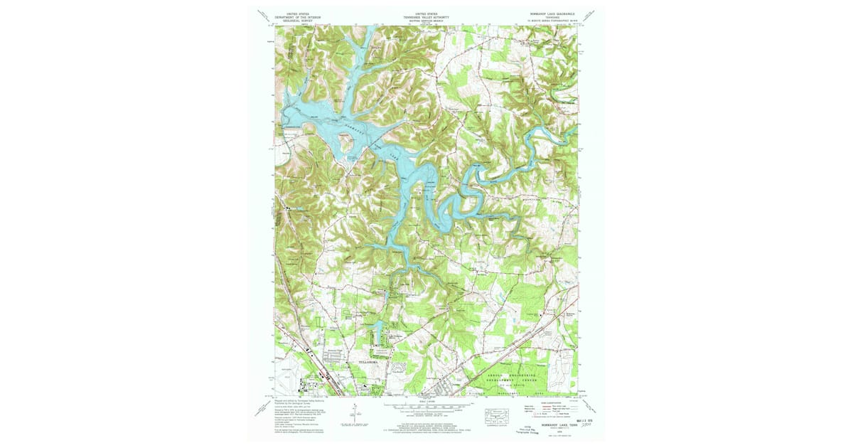1976 Map of Normandy Lake, Coffee County, TN — High-Res | Pastmaps