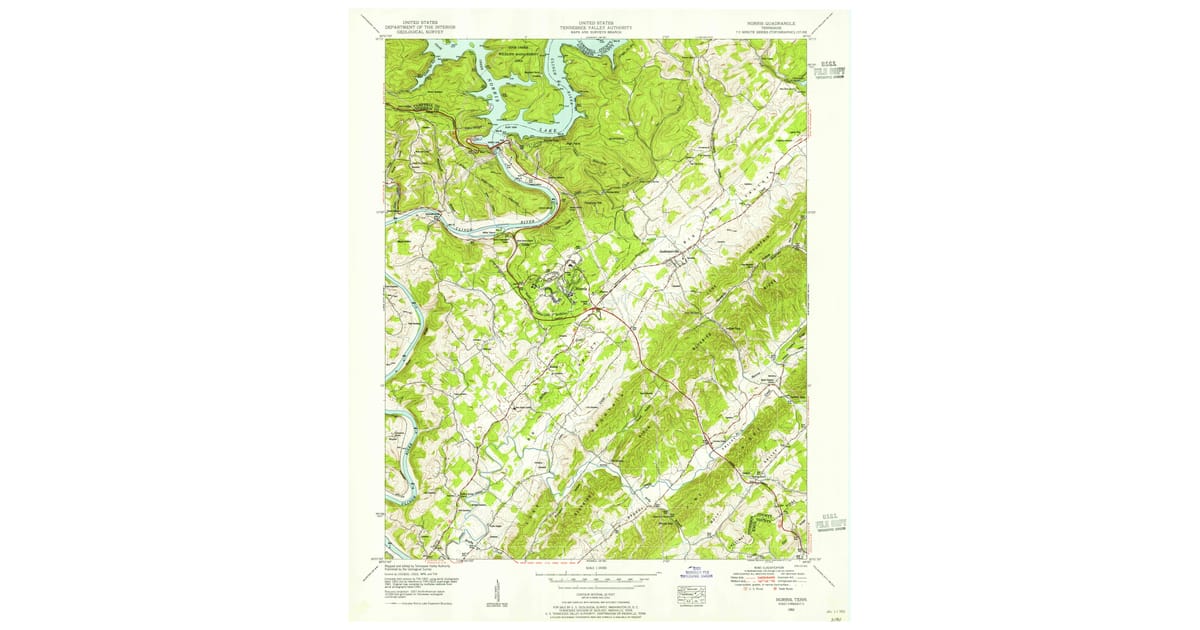 1952 Map of Norris, TN — High-Res | Pastmaps