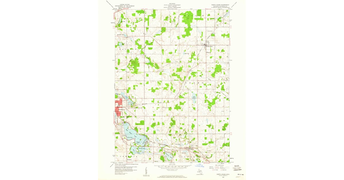 1959 Map of North Adams, MI — High-Res | Pastmaps