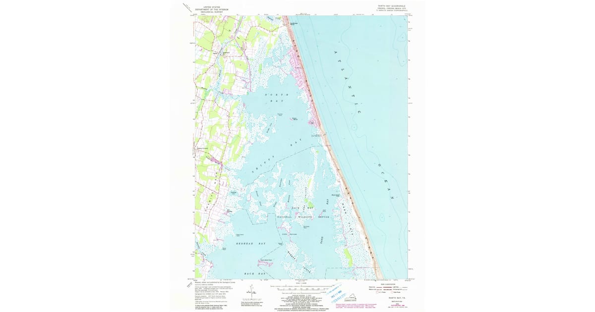 1953 Map of North Bay, Virginia — High-Res, 1990 Print | Pastmaps