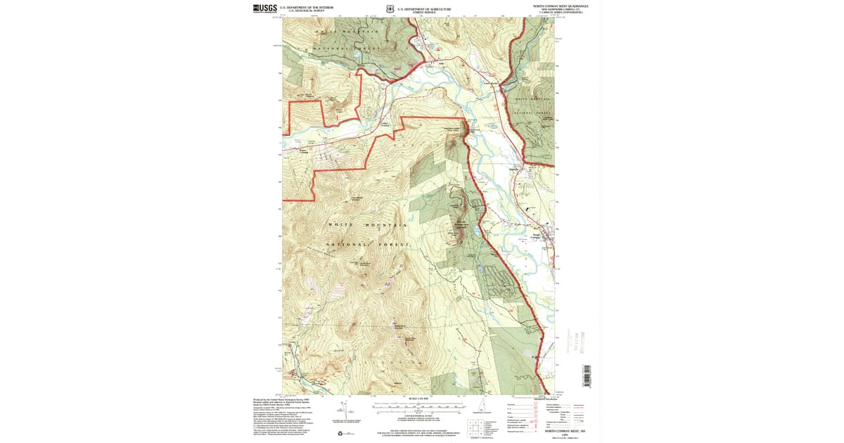 1995 Map of North Conway West, Carroll County, NH — High-Res | Pastmaps