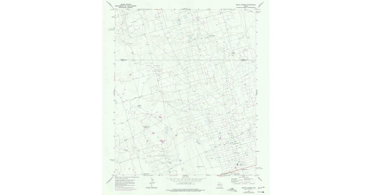 1967 Map of North Cowden, Ector County, TX — High-Res, 1975 Print ...