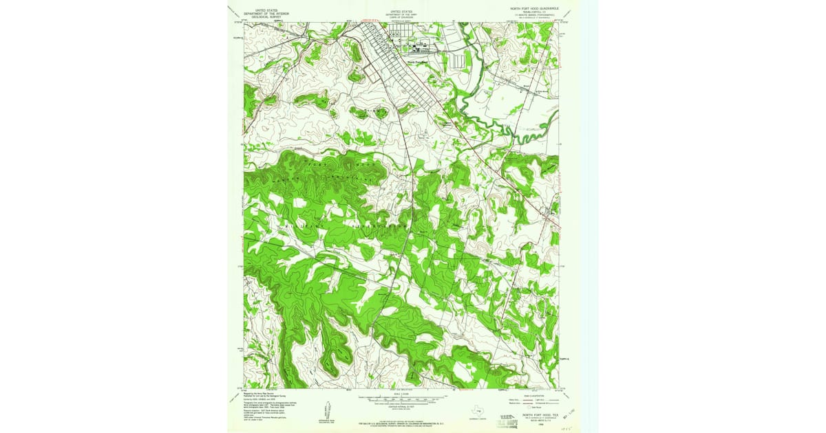 1958 Map of North Fort Hood, Coryell County, TX — High-Res | Pastmaps