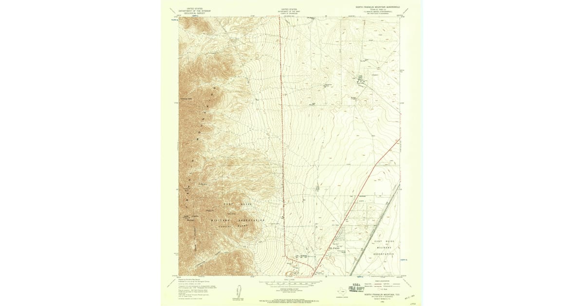 1955 Map of North Franklin Mountain, El Paso County, TX — High-Res ...