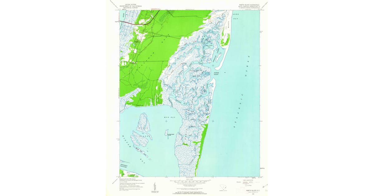 1942 Map of North Island, Georgetown County, SC — High-Res | Pastmaps