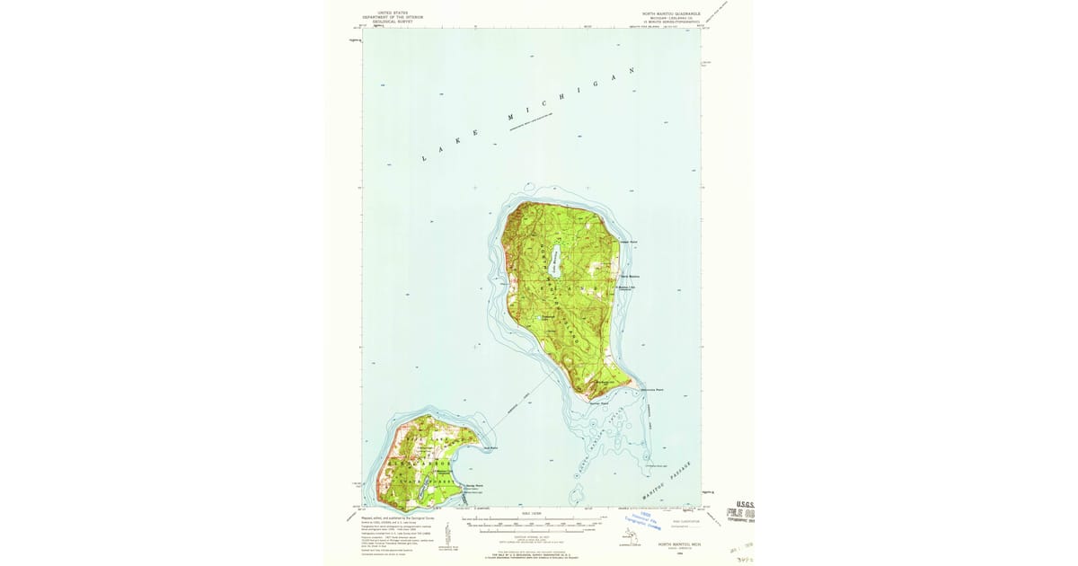1956 Map of North Manitou, Lenawee County, MI — High-Res | Pastmaps