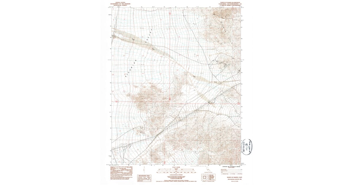1983 Map of North of Baker, San Bernardino County, CA — High-Res, 1985 ...