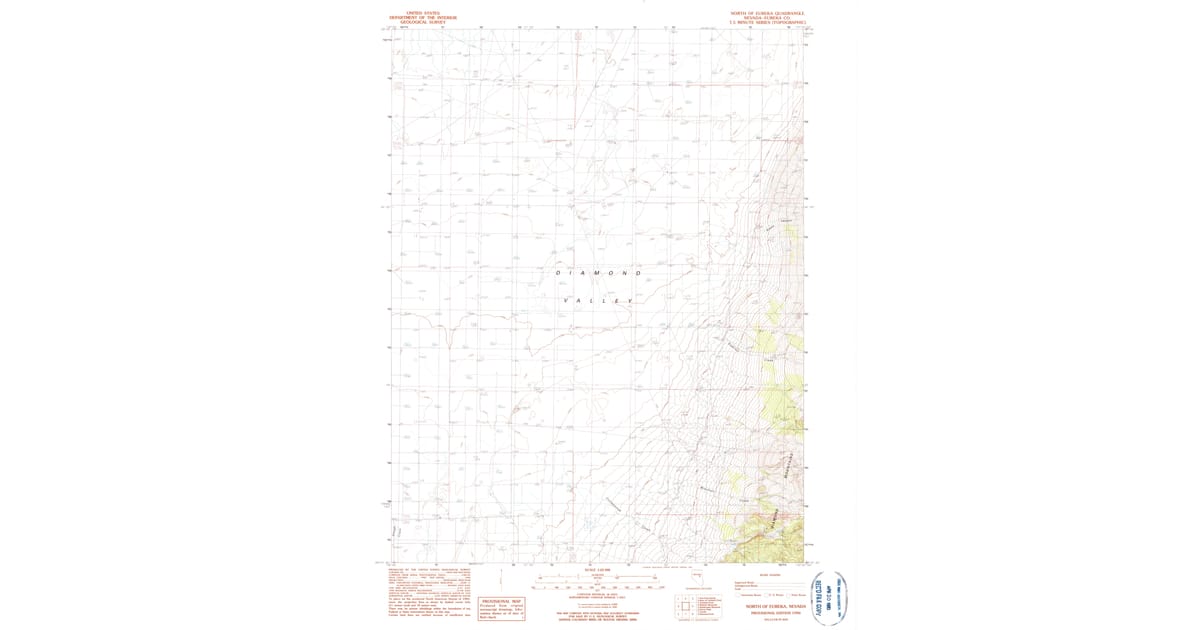 1990 Map of North of Eureka, Eureka County, NV — High-Res | Pastmaps