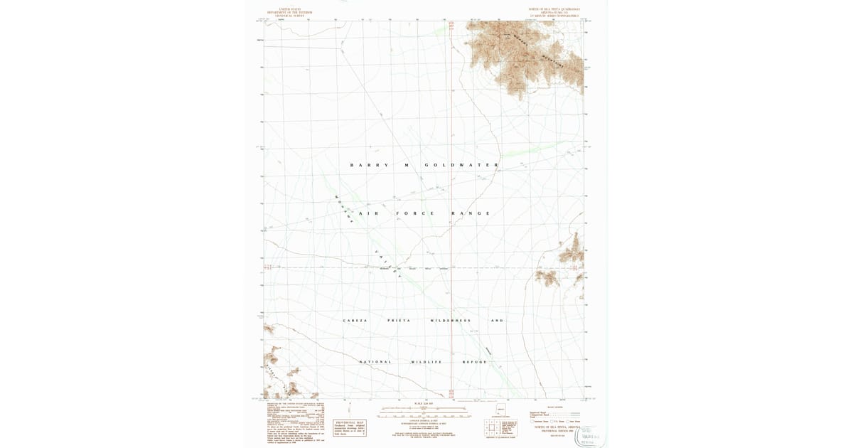 1990 Map of North of Isla Pinta, Yuma County, AZ — High-Res | Pastmaps