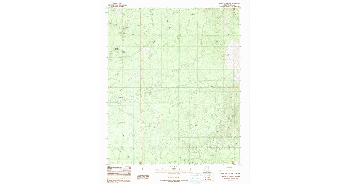 1988 Map of North of Oracle, Pinal County, AZ — High-Res | Pastmaps