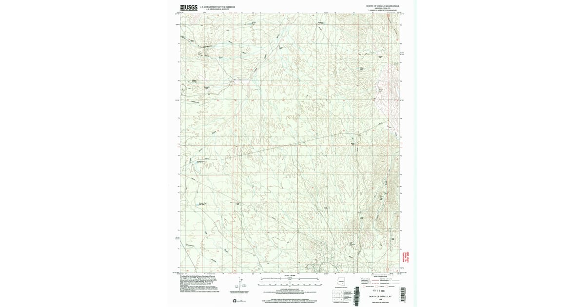1996 Map of North of Oracle, Pinal County, AZ — High-Res | Pastmaps