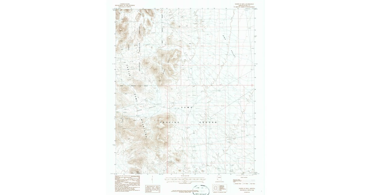 1986 Map of North of Roll, Yuma County, AZ — High-Res | Pastmaps