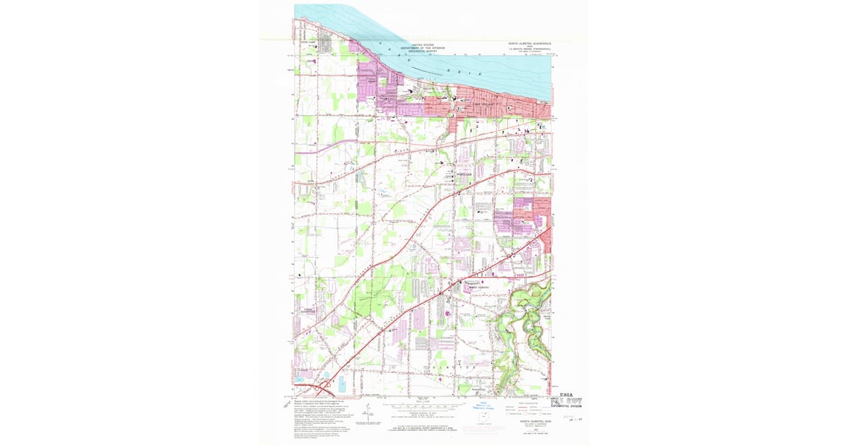 1963 Map of North Olmsted, OH — High-Res, 1971 Print | Pastmaps