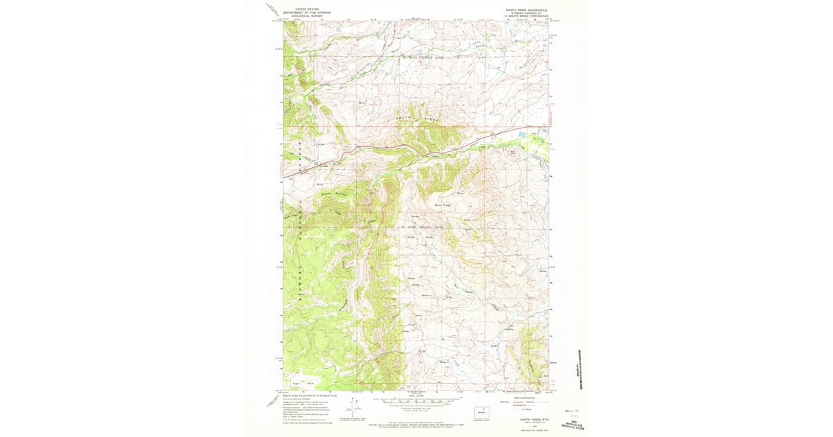 1967 Map of North Ridge, Johnson County, WY — High-Res | Pastmaps