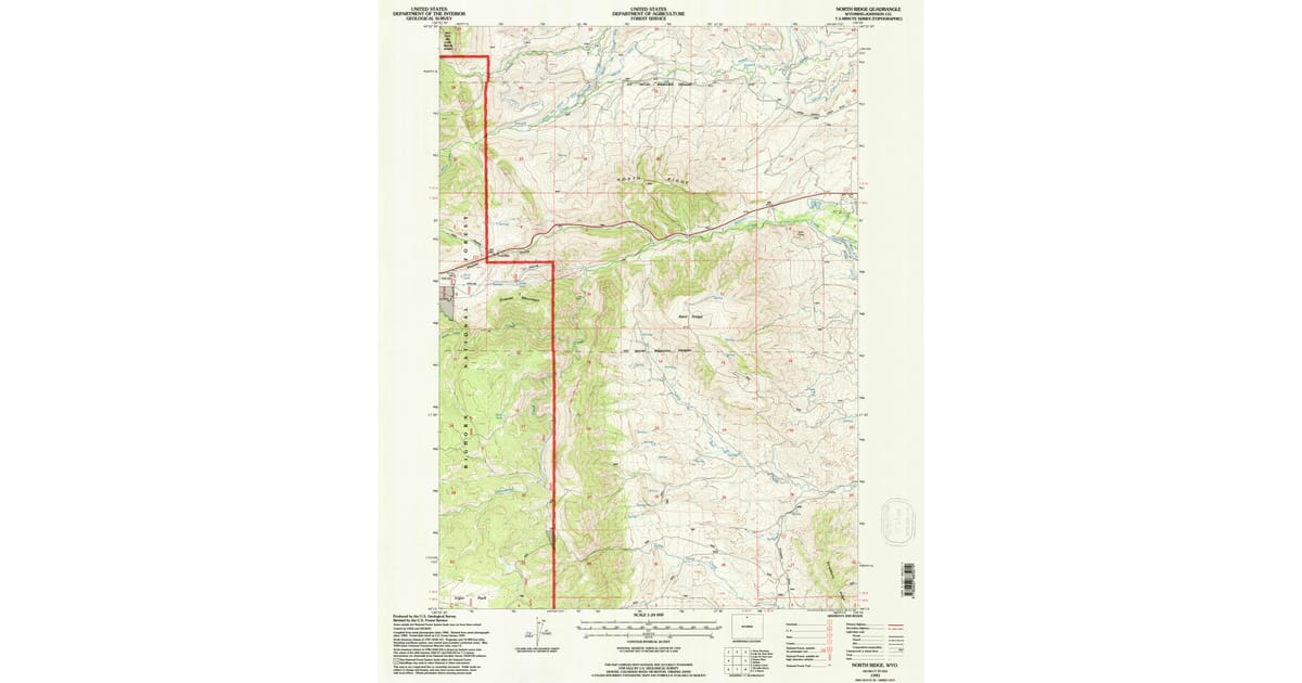 1993 Map of North Ridge, Johnson County, WY — High-Res | Pastmaps