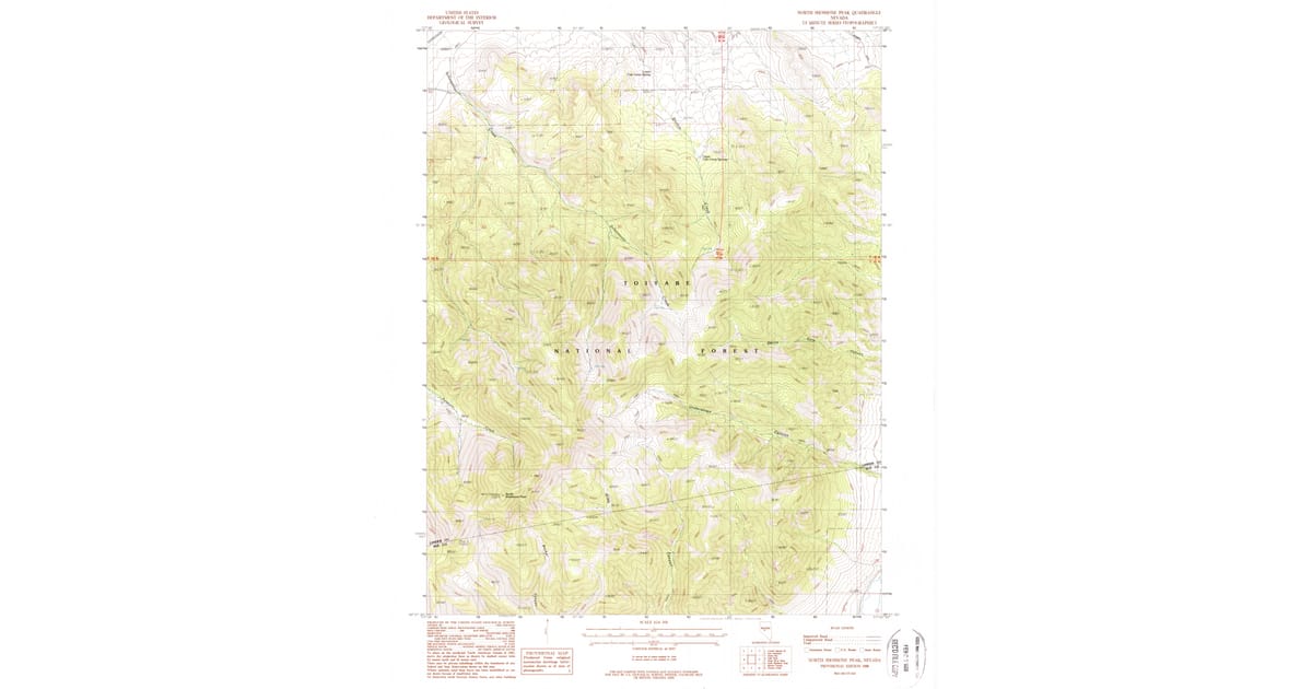 1988 Map of North Shoshone Peak, Lander County, NV — High-Res | Pastmaps