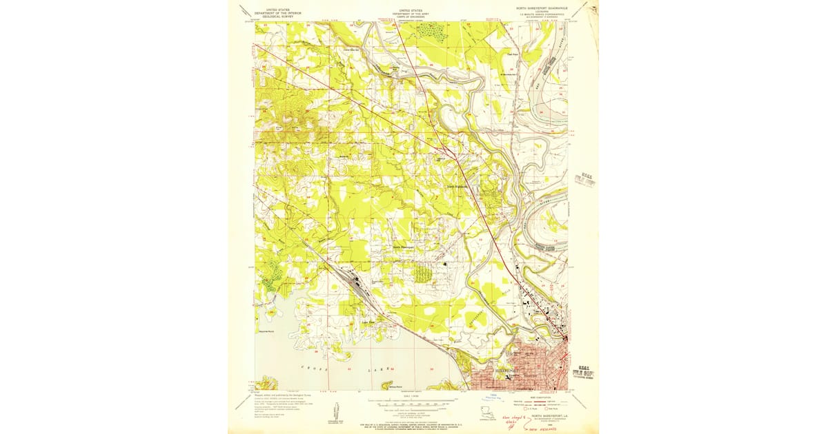 1955 Map of North Shreveport, Caddo Parish, LA — High-Res | Pastmaps