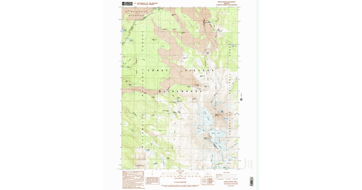 1988 Map of North Sister, Lane County, OR — High-Res | Pastmaps
