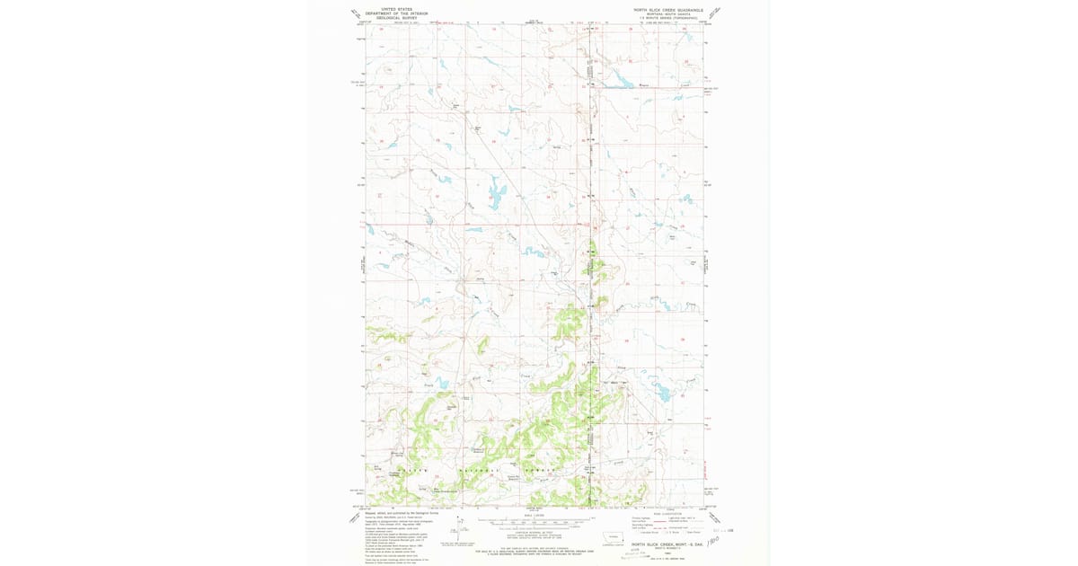 1980 Map of North Slick Creek, Carter County, MT — High-Res | Pastmaps