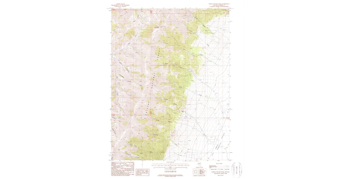 1988 Map of North Toiyabe Peak, Lander County, NV — High-Res | Pastmaps