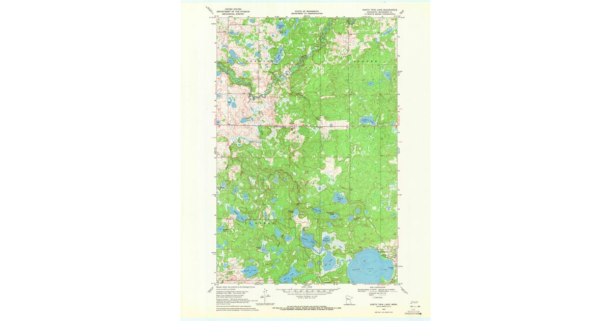 1969 Map of North Twin Lake, Mahnomen County, MN — High-Res | Pastmaps
