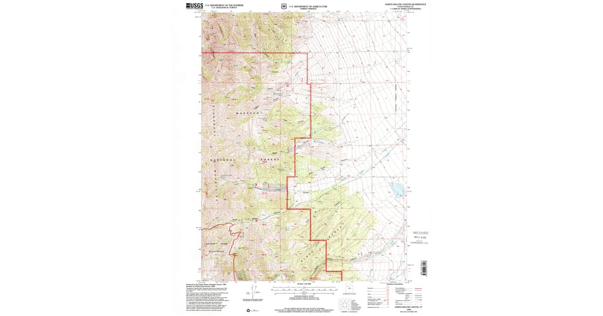 1998 Map of North Willow Canyon, Tooele County, UT — High-Res | Pastmaps
