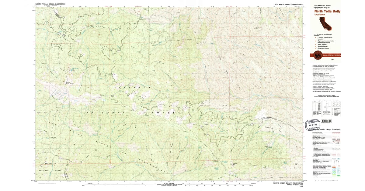 1981 Map of North Yolla Bolly, Tehama County, CA — High-Res | Pastmaps