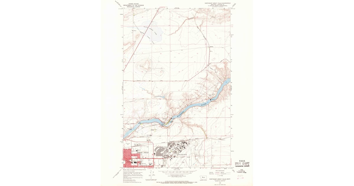 1965 Map of Northeast Great Falls, Cascade County, MT — High-Res | Pastmaps