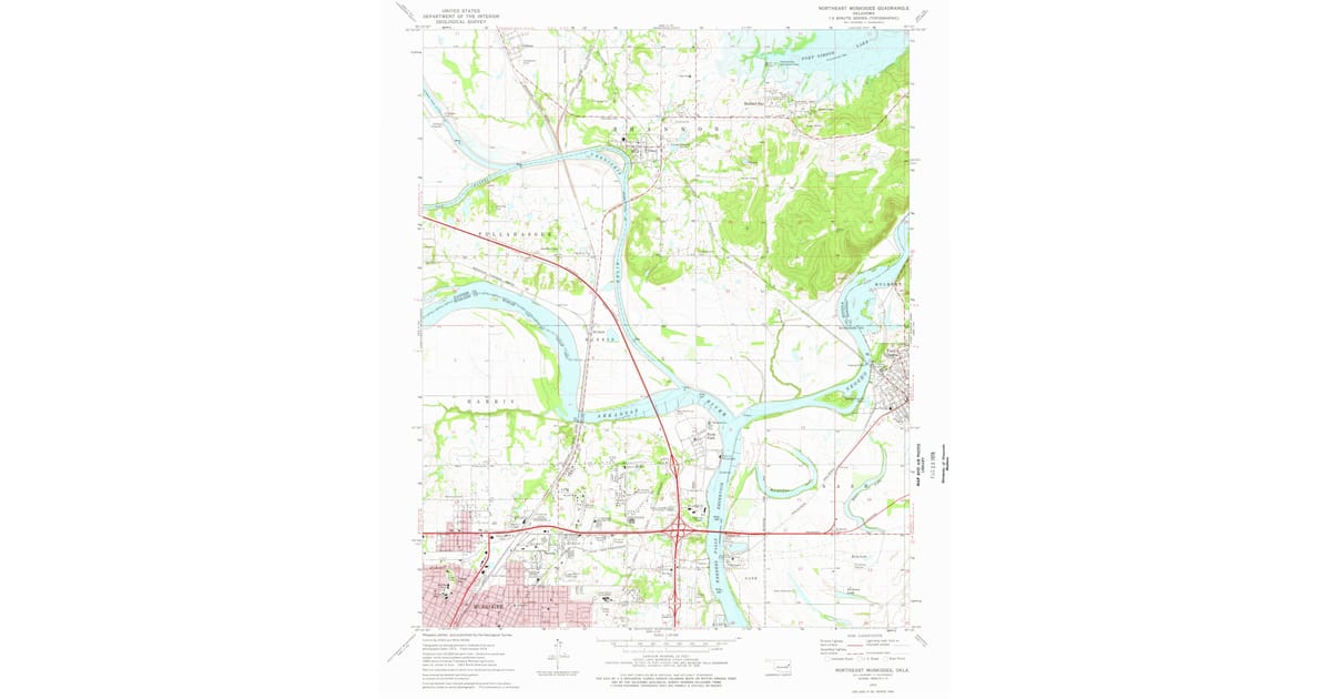 1974 Map of Northeast Muskogee, Muskogee County, OK — High-Res | Pastmaps
