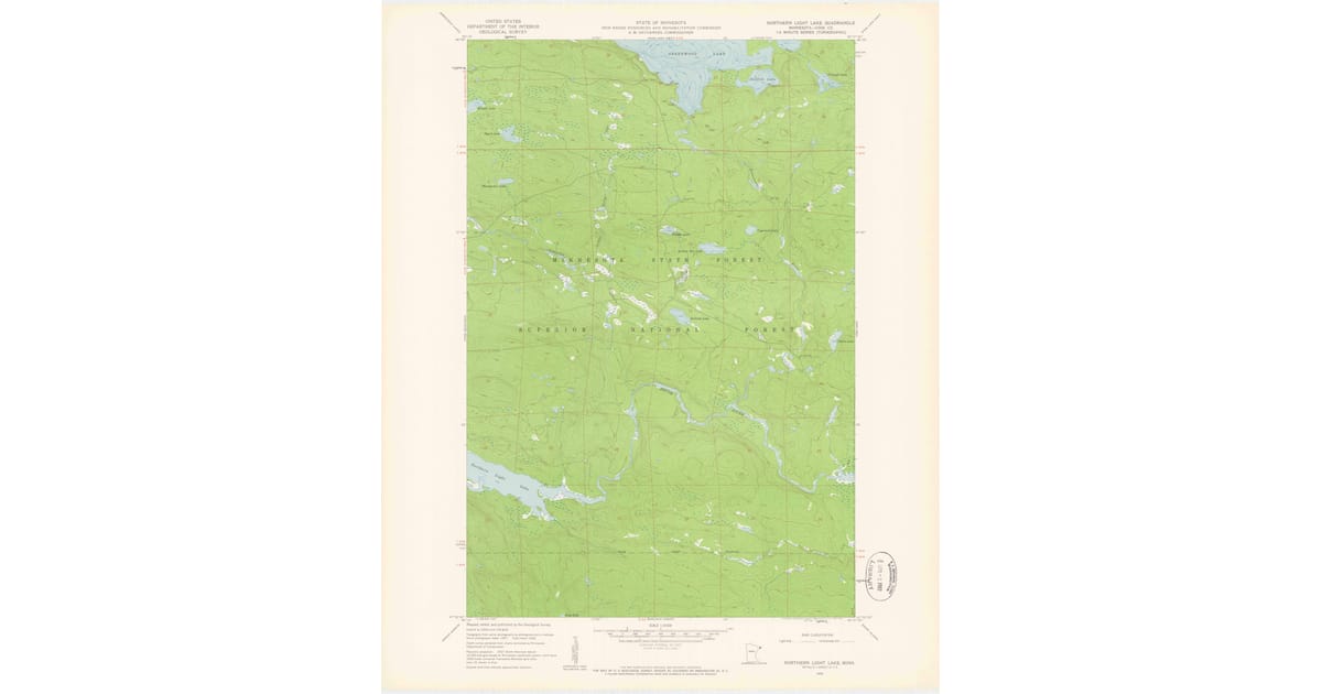 1959 Map of Northern Light Lake, Cook County, MN — High-Res | Pastmaps